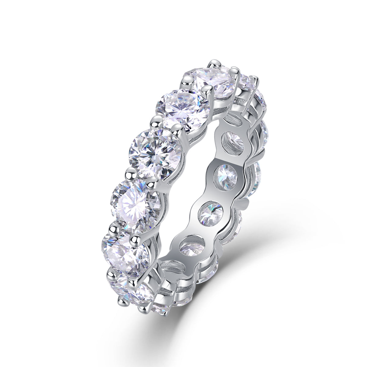 6.5 Carat Round Moissanite Eternity Ring in S925 Silver Plated Platinu – Planderful Shop