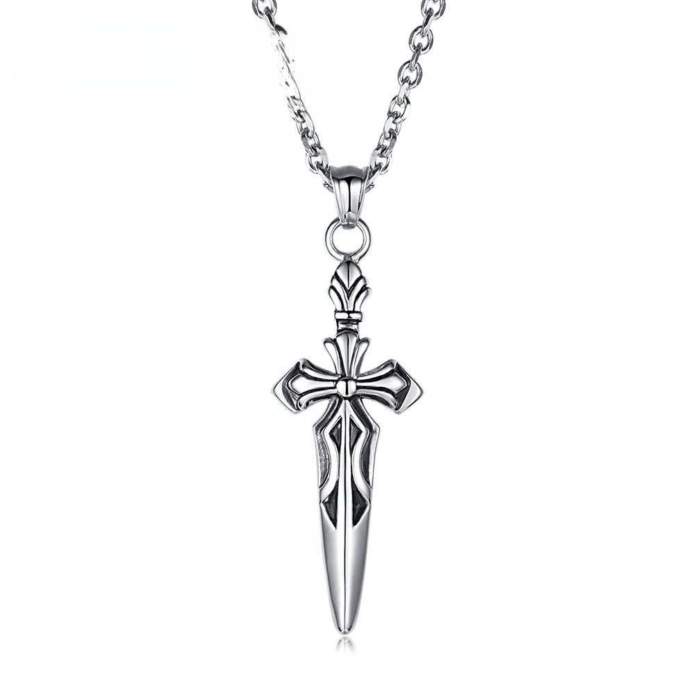 Ancient Roman retro style dueling epee cross pendant, stainless steel ...