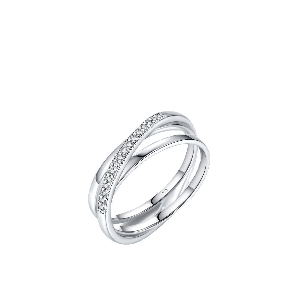 Everyday Genie Sterling Silver Zircon Cross Interlocking Rings ...