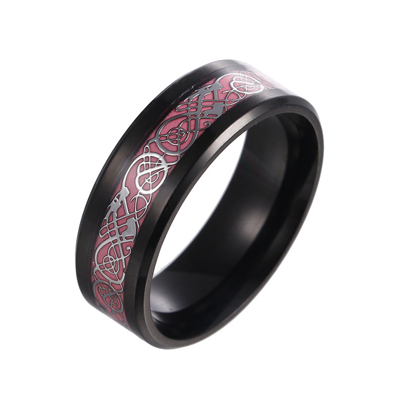 Shouman Jewelry Stainless Steel Dragon Pattern Men's Ring with Luminou ...