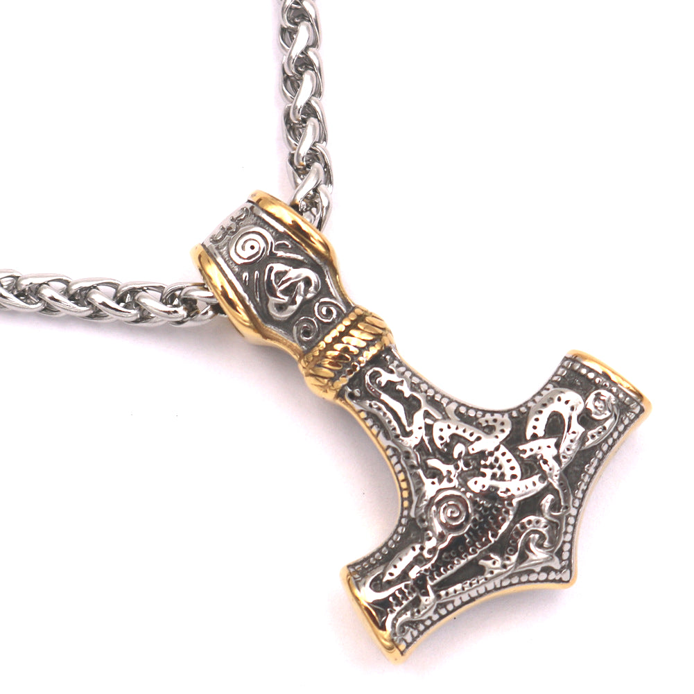 Viking Hammer Necklace - Norse Legacy Stainless Steel Pendant ...