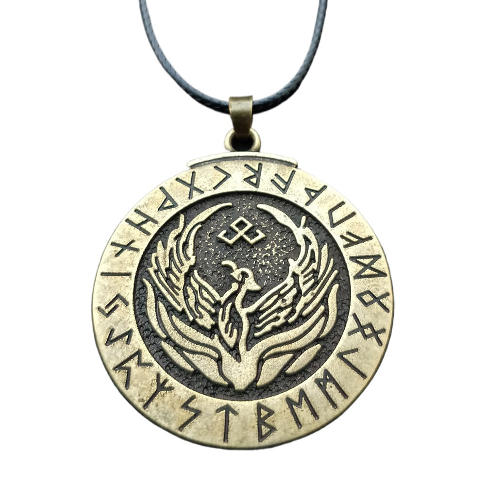 Viking Legend Phoenix Firebird Rune Pendant Necklace - Norse Legacy Co ...