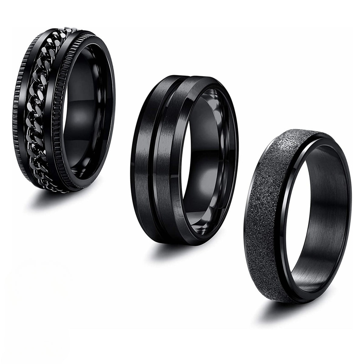 Cyberpunk Style Titanium Steel Rotating Ring Set for Men – Planderful Shop