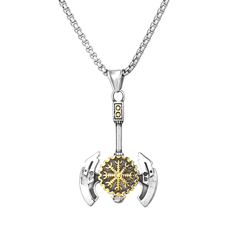 Nordic Viking Compass Rune Arrow Pendant - Stainless Steel Men's Acces ...