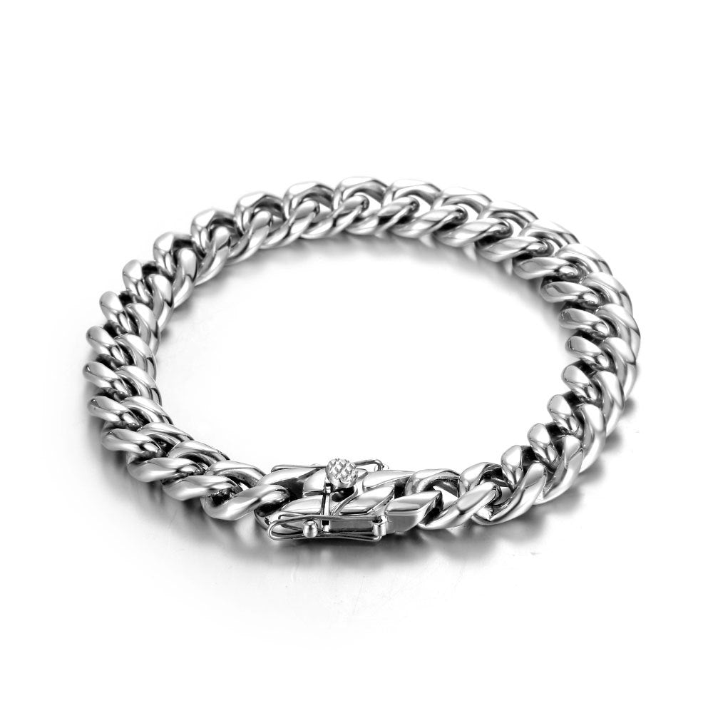 Titanium Steel Cuban Chain Necklace for Men - Hip Hop Style with Locom ...