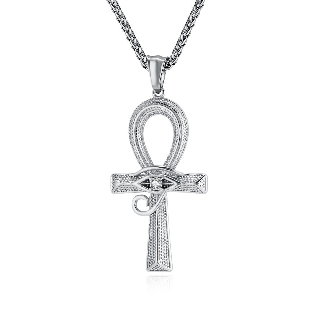 Vintage Egypt Eye of Horus Anka Cross Necklace Niche Personality Hip ...