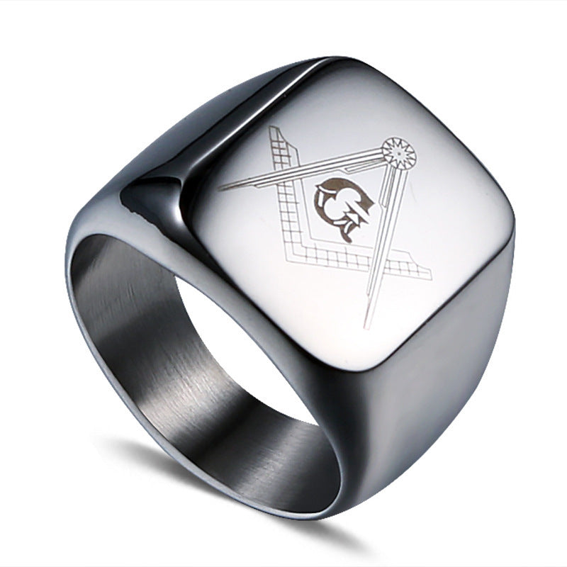 Stylish Retro Men's Titanium Steel Freemasonry Ring - Personalized Fas ...