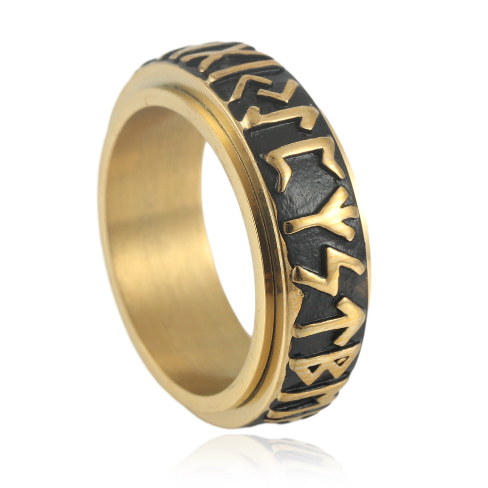 Men's Retro Titanium Steel Rotating Ring - Unique Stainless Steel Desi ...