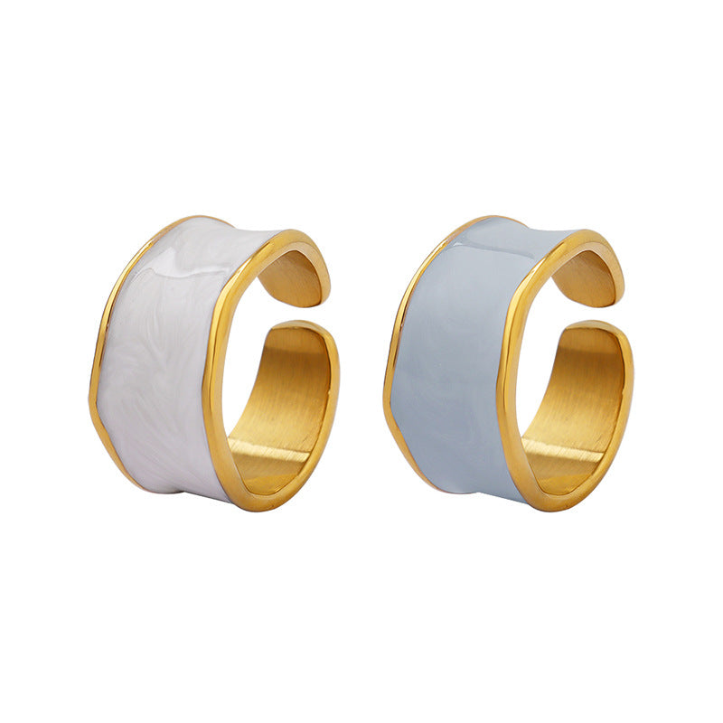 Enamel Drip Oil Ring with Open Design - Hepburn Inspired French Ring ...