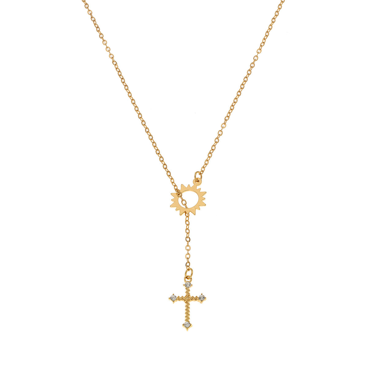 1 stylish luxury diamond-encrusted cross fringed necklace adjustable ...