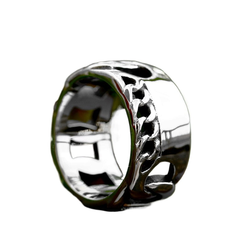 Titanium Steel Retro Locomotive Chain Ring for Men - Trendy Fashion Je ...