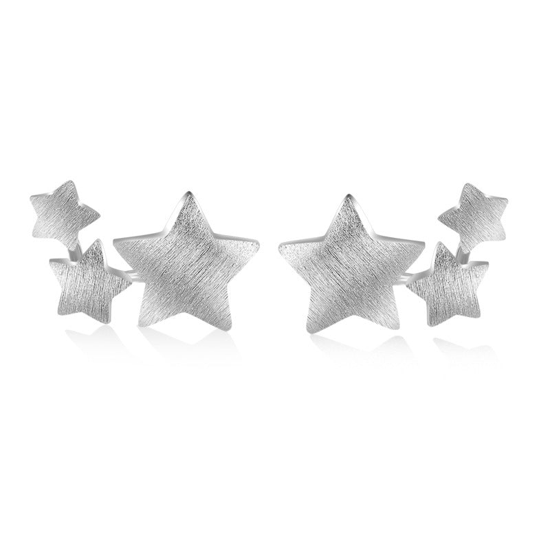 Brushed Three Star silver earrings for women – Planderful Shop