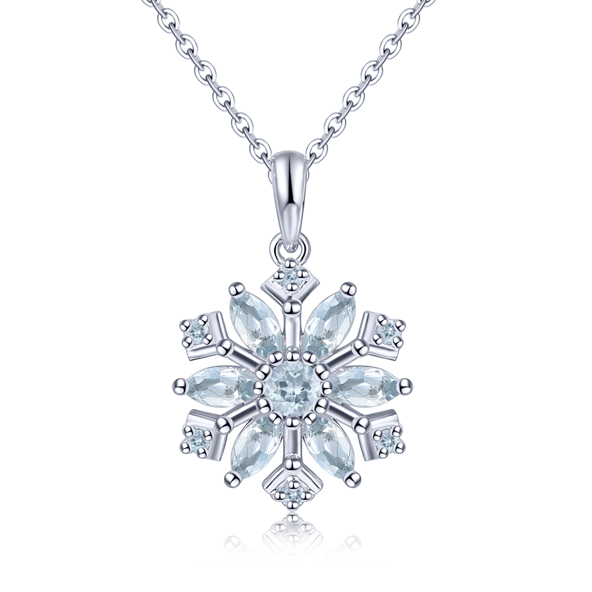 Aquamarine Stone Snowflake Necklace – Planderful Shop